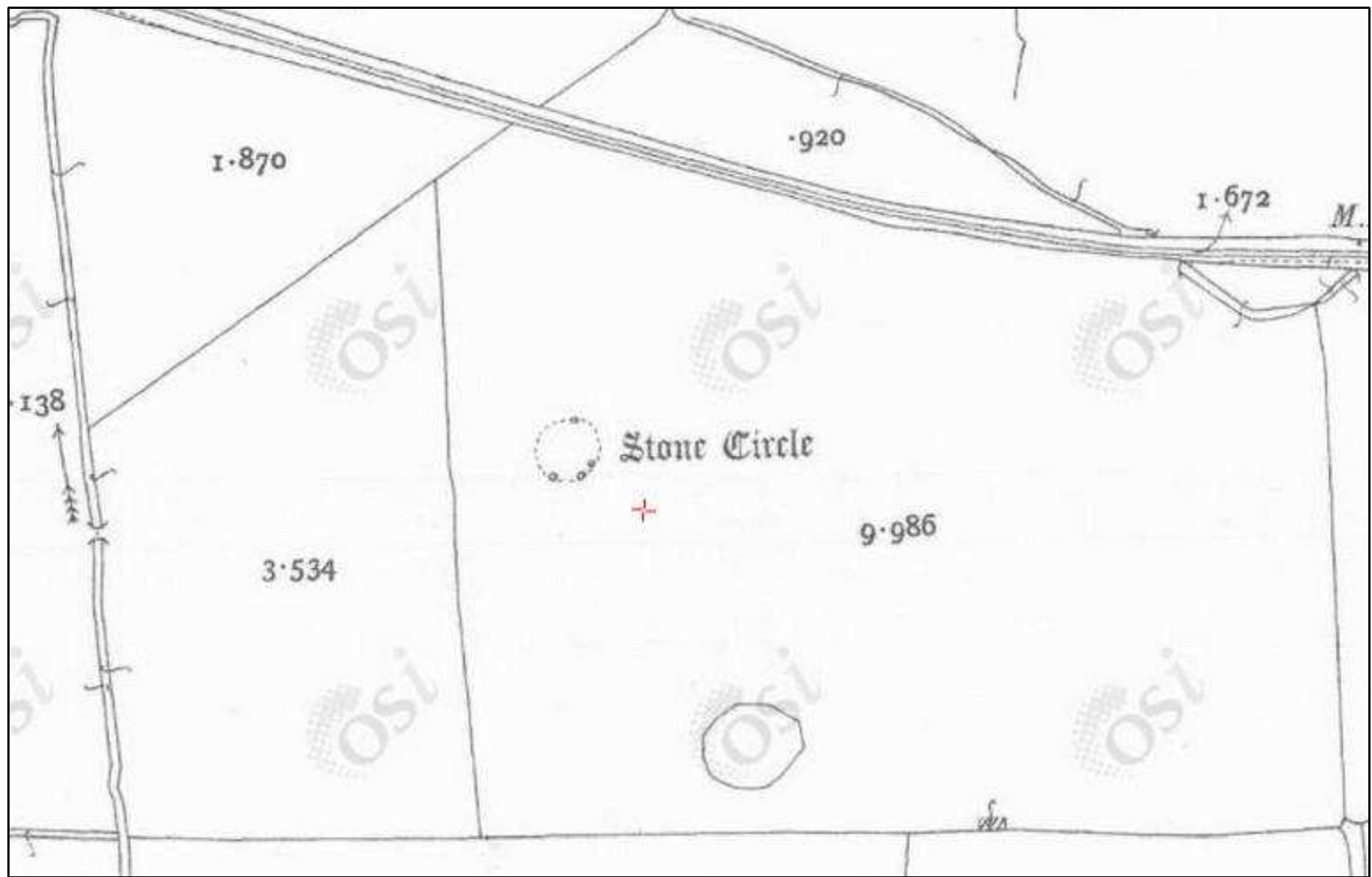 Cv013-042 on 25 inch os map (osi mapviewer) his stone circle