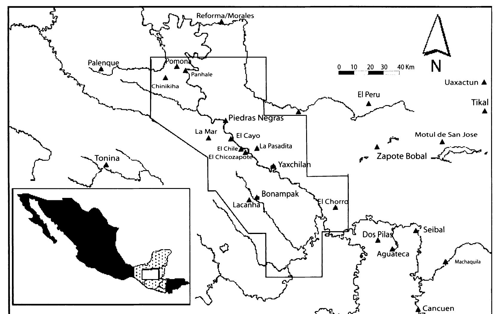 Map of the western maya lowlands indicating the study area
