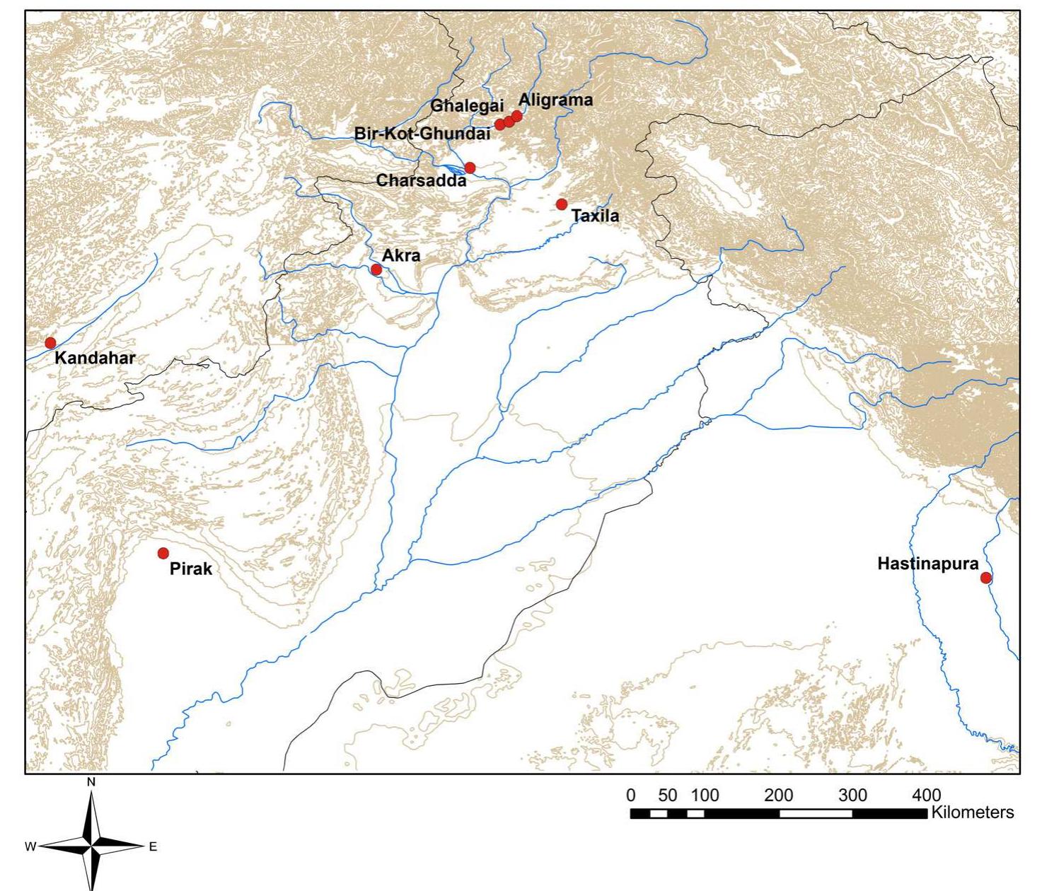 Map showing the location of the major archaeological sites