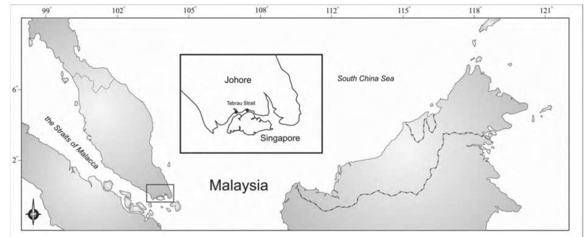 Map of tebrau strait showing two sampling locations in this