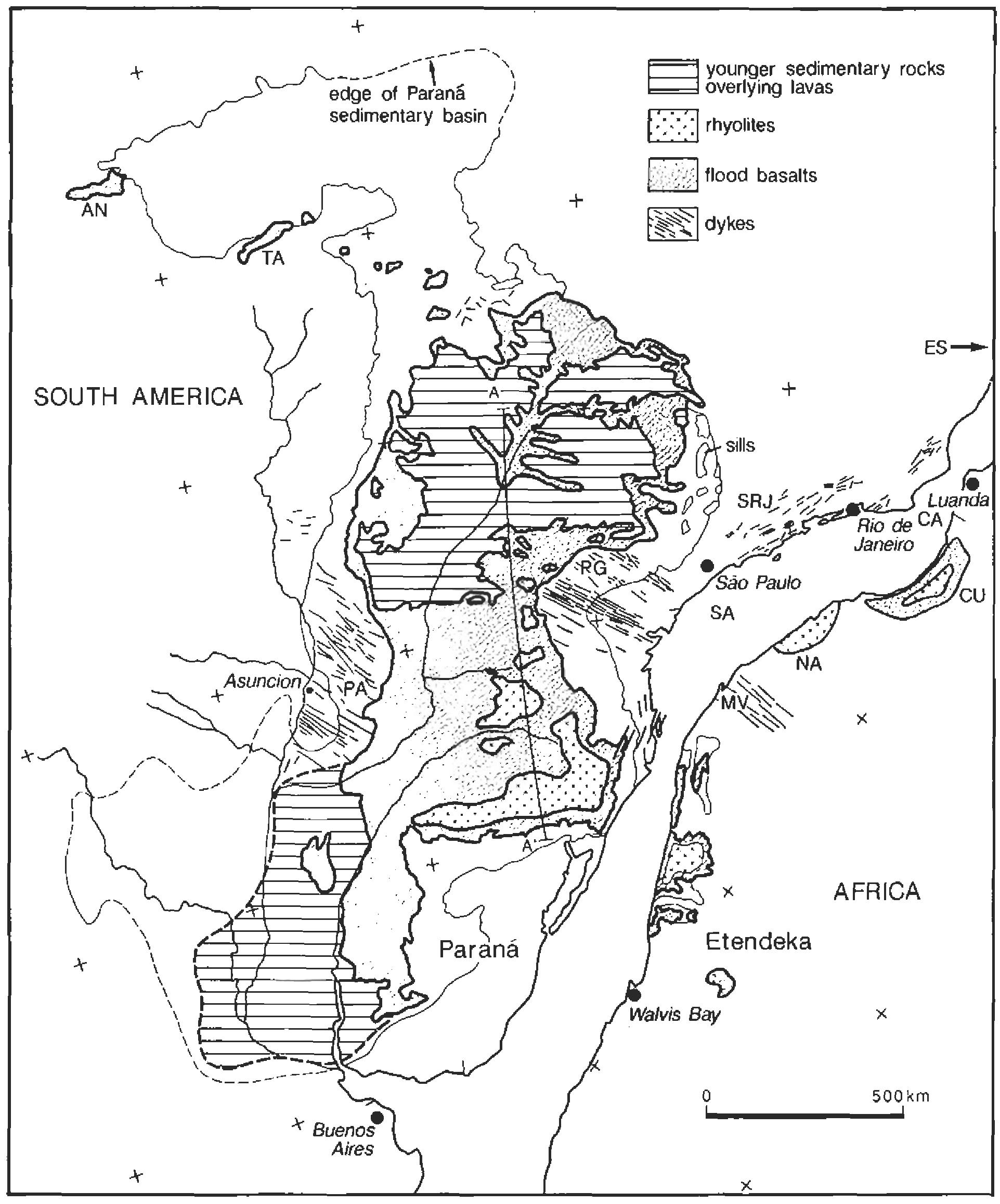 Pre-drift gondwana reconstruction showing the extent of the