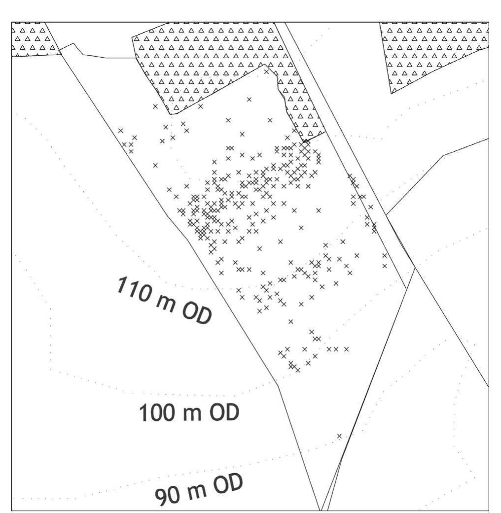 Distribution of recovered musket and pistol shot find spots