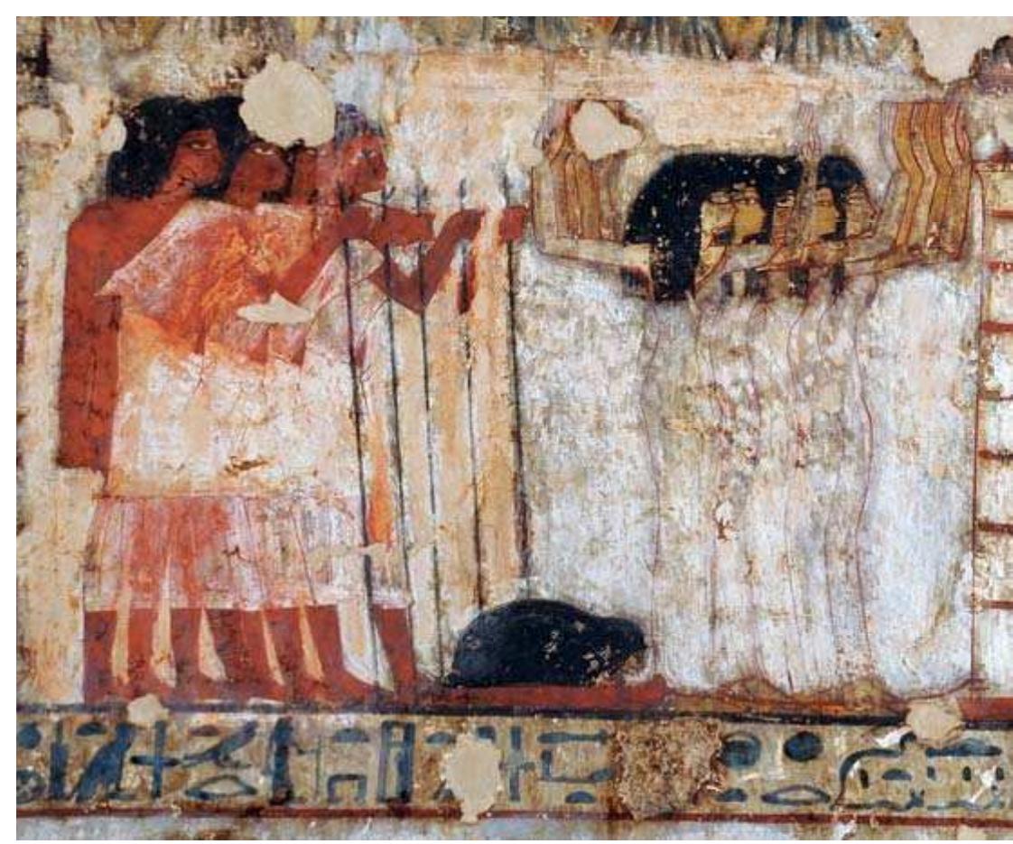 Tt 147 long hall south wall detail of funeral procession
