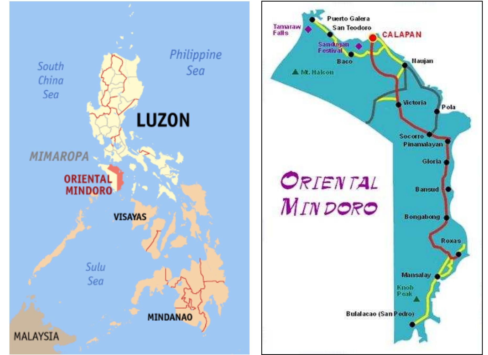 A/b — map of the philippines and oriental mindoro lraya.