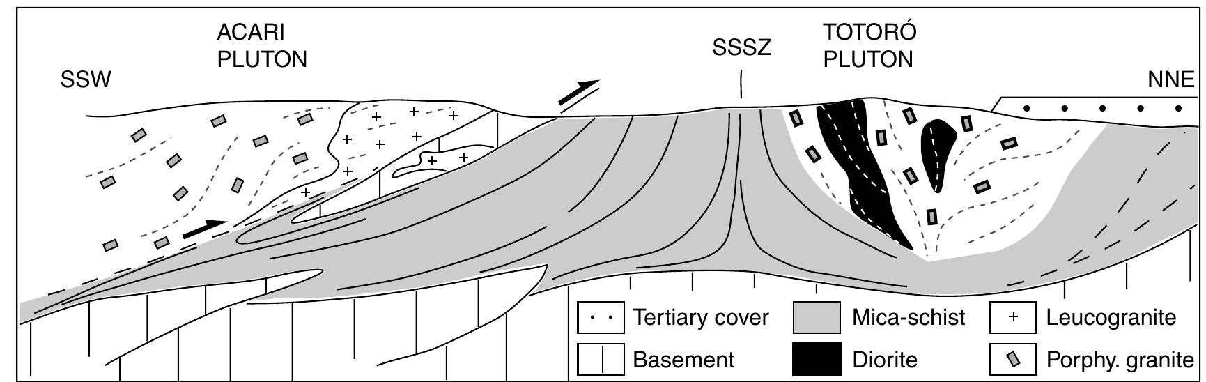 Schematic cross section (not in scale) parallel to the