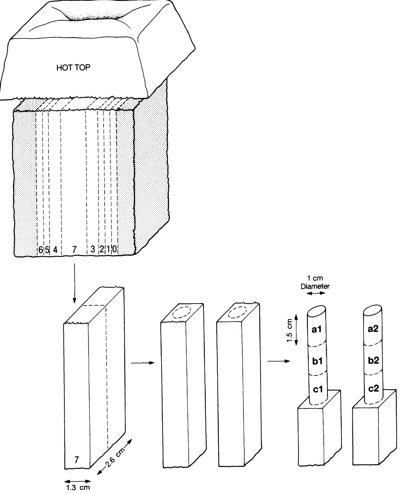 Schematic. diagram locating the slabs and cylinders of metal