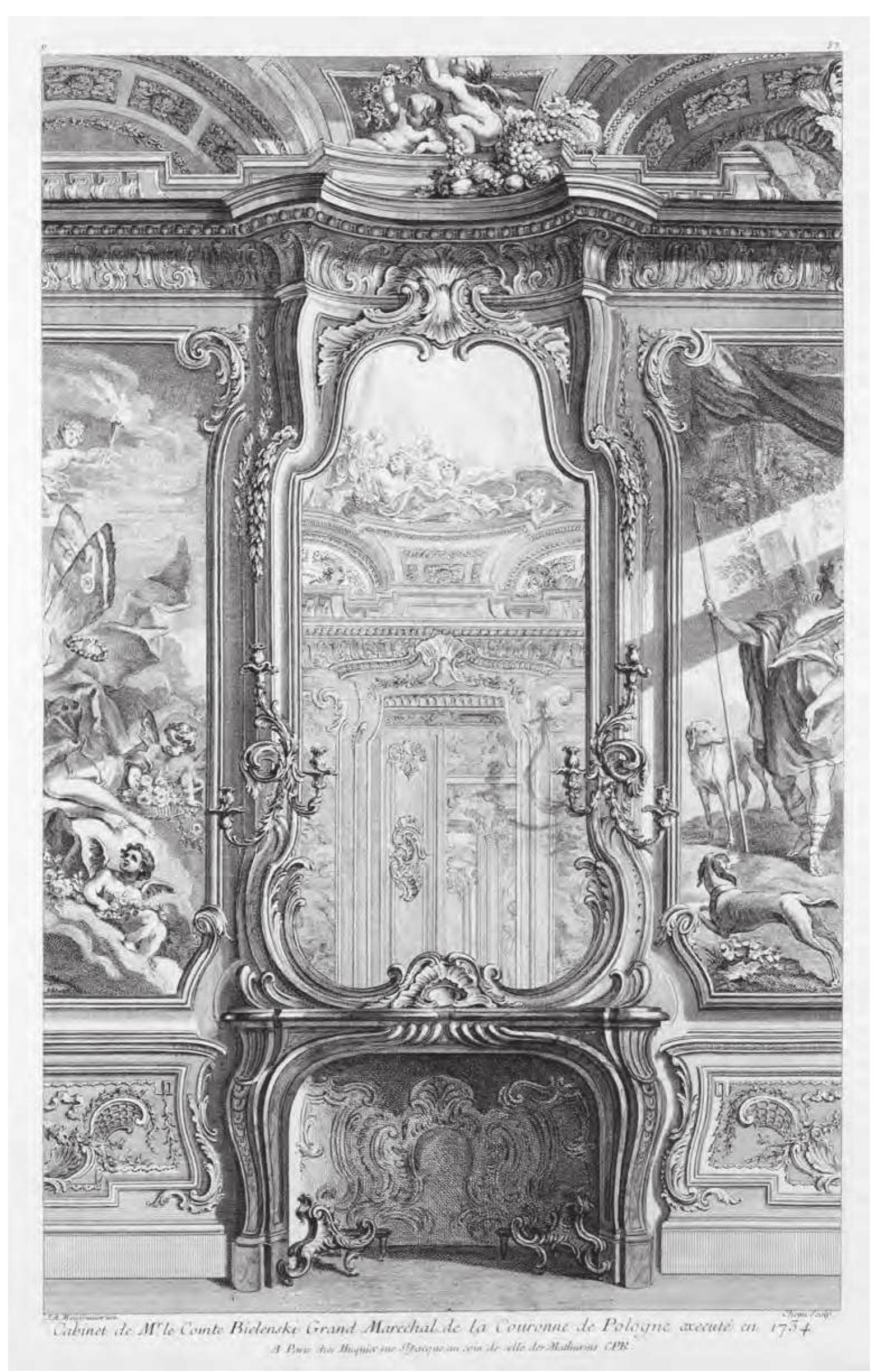 Juste-auréle meissonnier, fireplace surround and wall