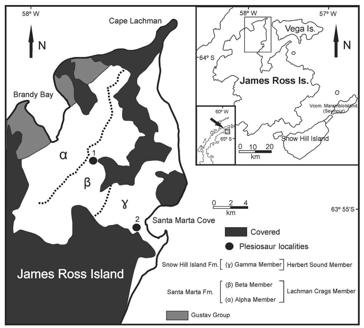 Map of north-west james ross island, where the snow hill