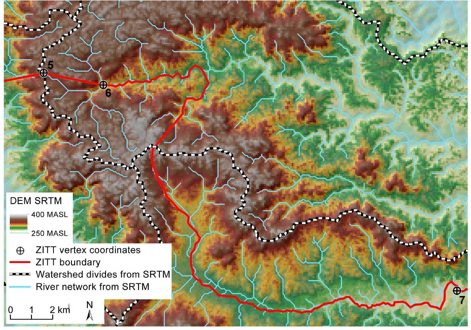 3. digital elevation model (srtm) in the area of points no.