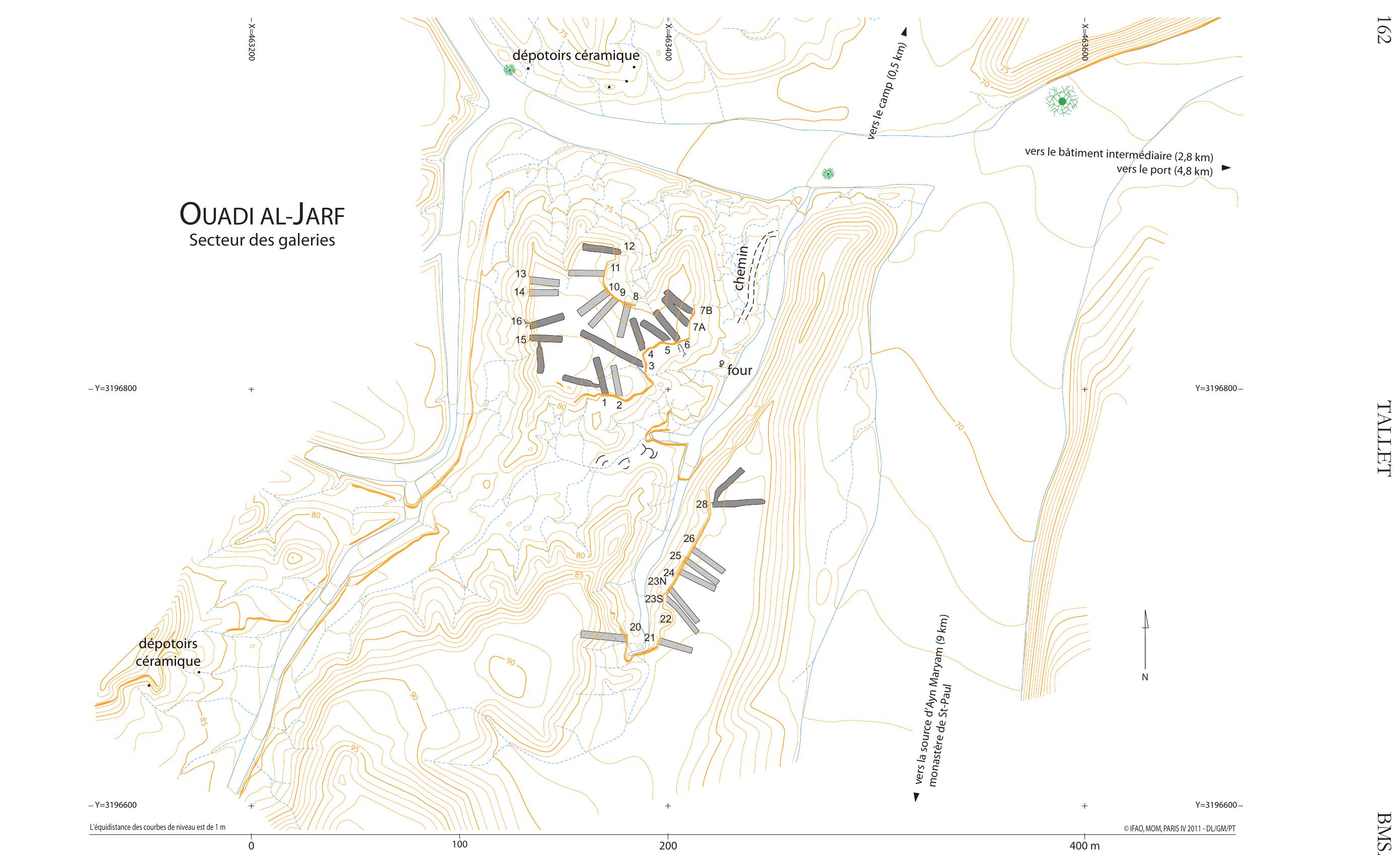 Wadi el-jarf, map of the galleries (drawing d. laisney).