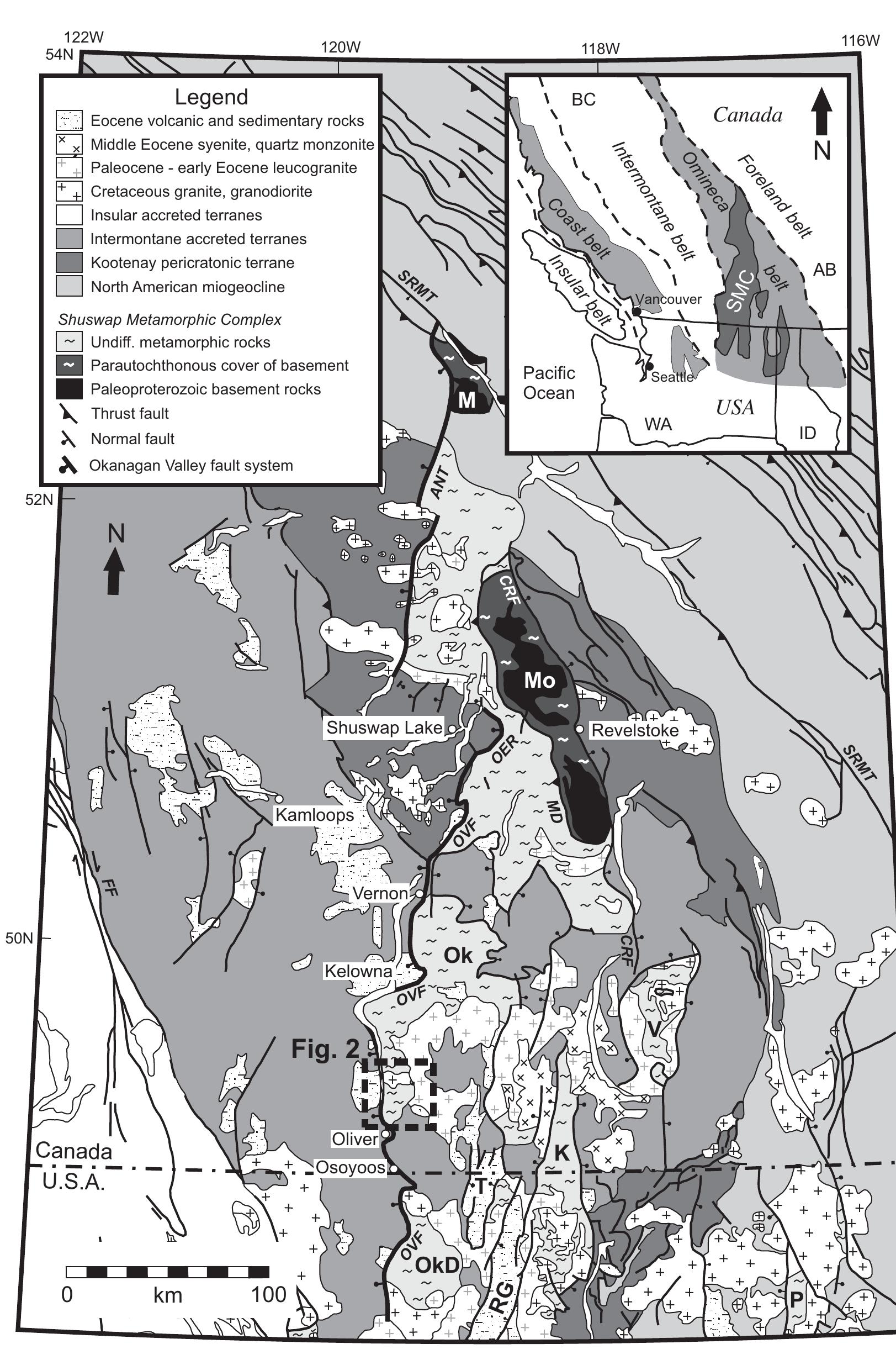 Simplified geological map of the shuswap metamorphic complex