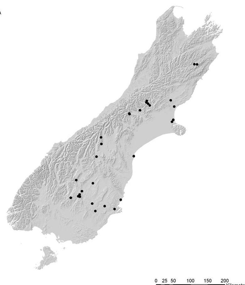Distribution of pollen diagrams used to assess occurrence of