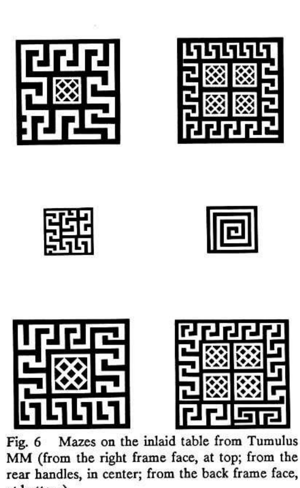 Whatever the meaning of the mazes, their use on the inlaid