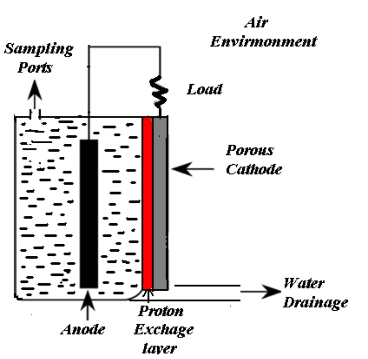 Schematic design of single chambered microbial fuel cell (as