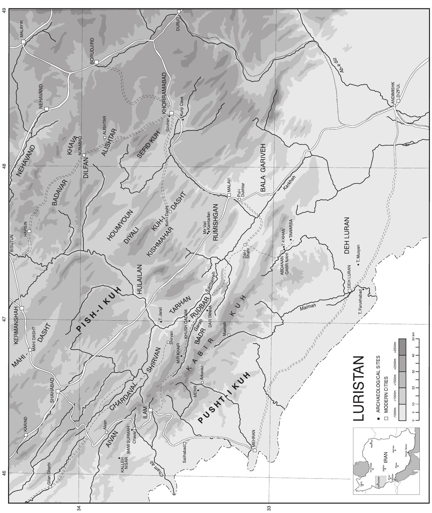 Pl. 1. map of luristan with the major regions and sites.