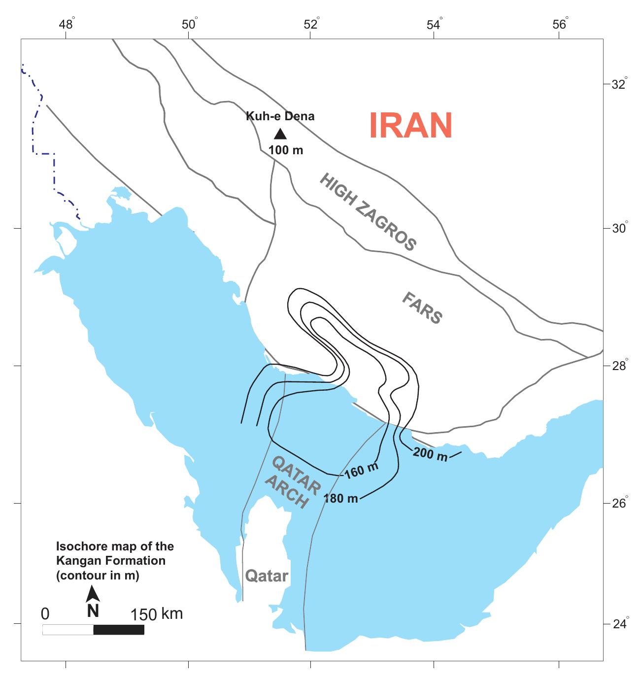 | 1. lsochore map of the early triassic kangan formation in