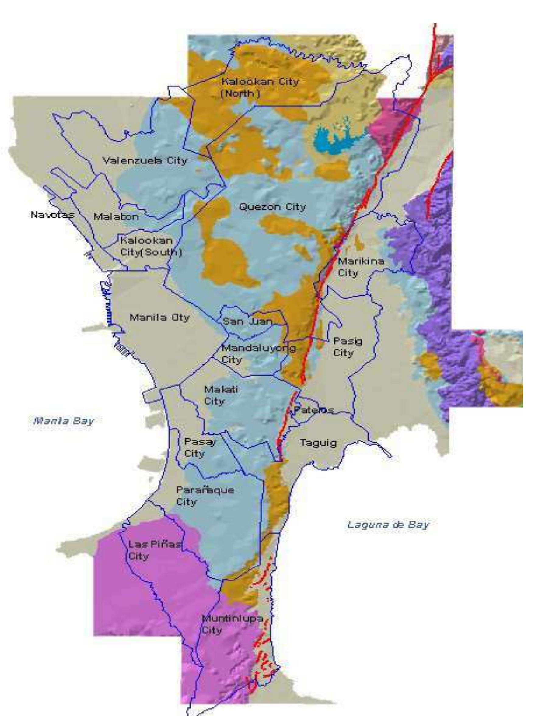 Marikina valley fault line marked in red