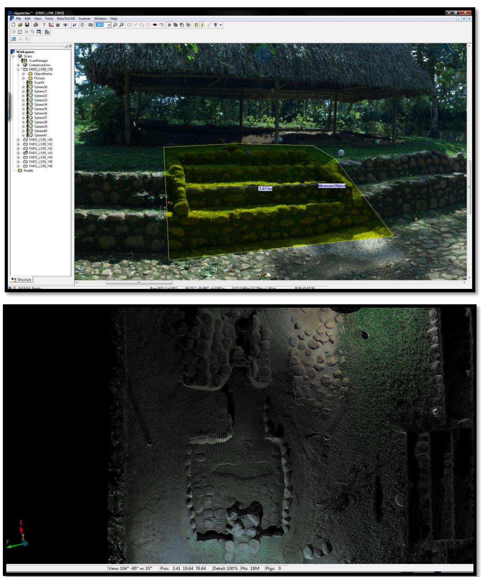 Static views of faro ls mid-range scan data of a portion of