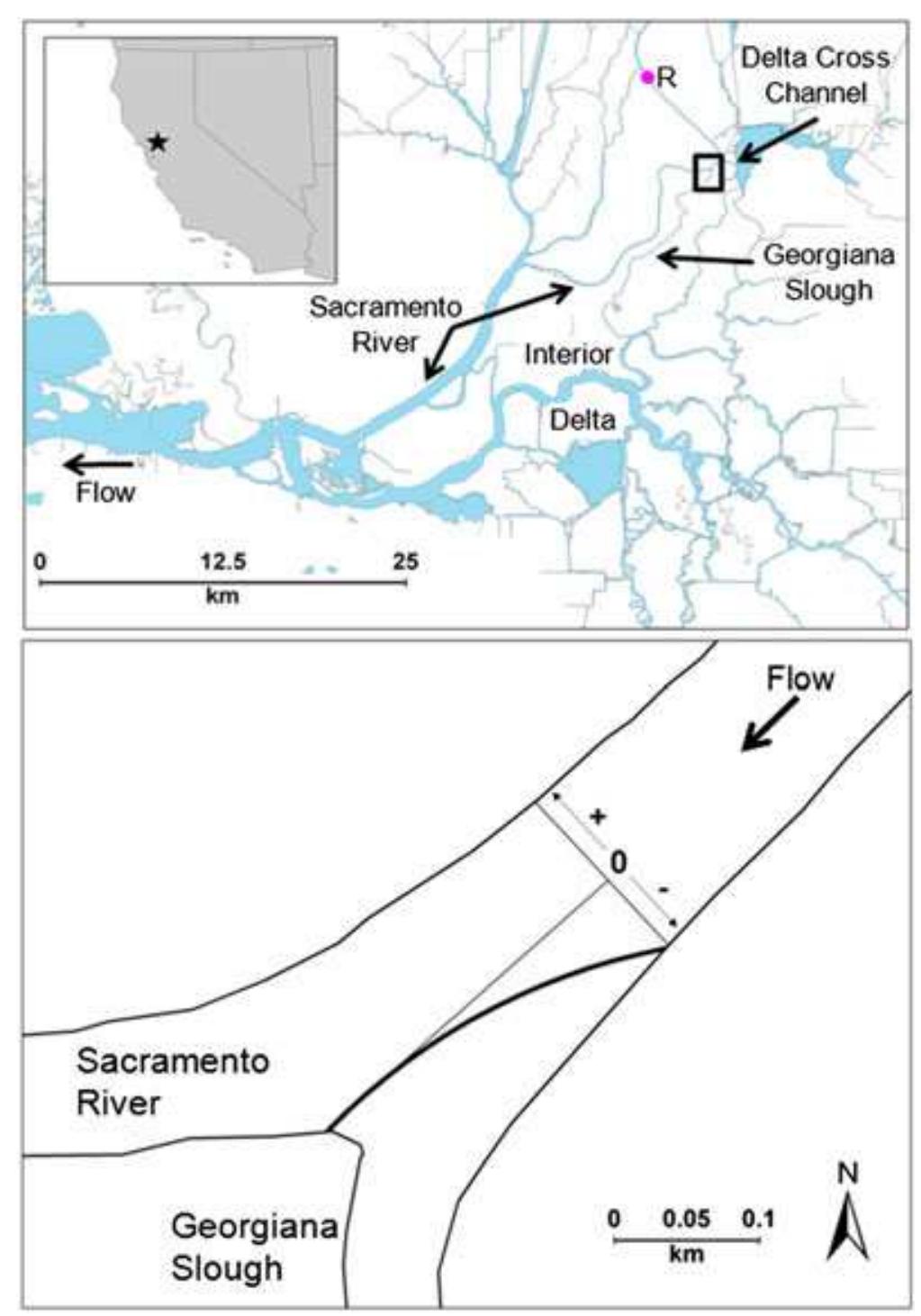 Map of the sacramento-san joaquin river delta (top panel)