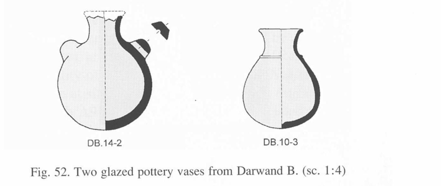 Glazed pottery is rare in the pusht-i kuh tombs. an iron age