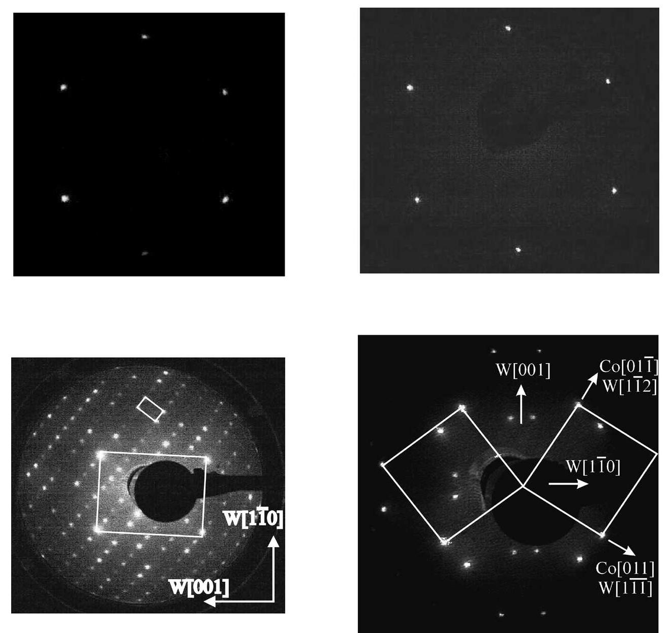 Leed patterns and schematic drawing from the tungsten(110)