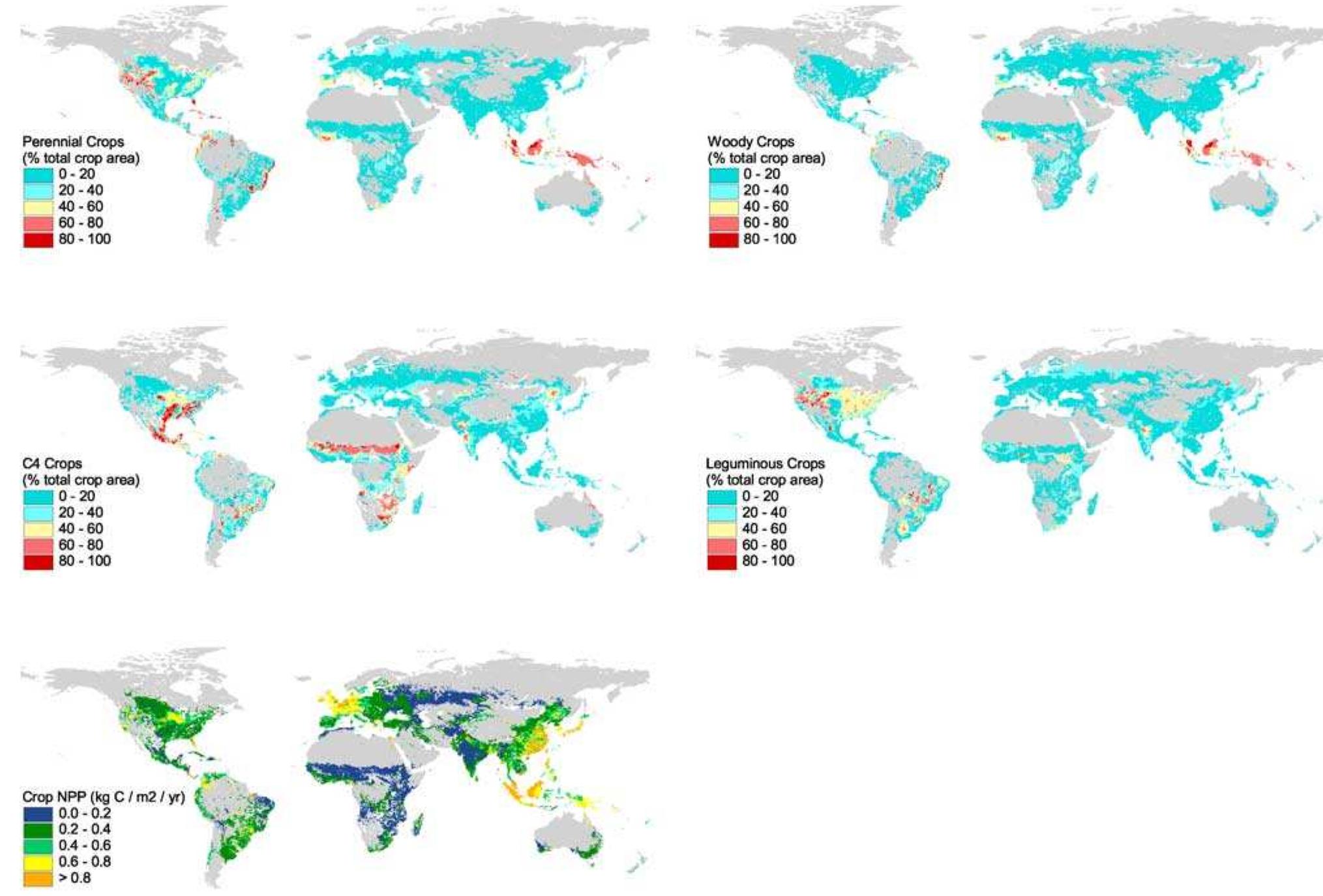 Major crop types and net primary production. the first four