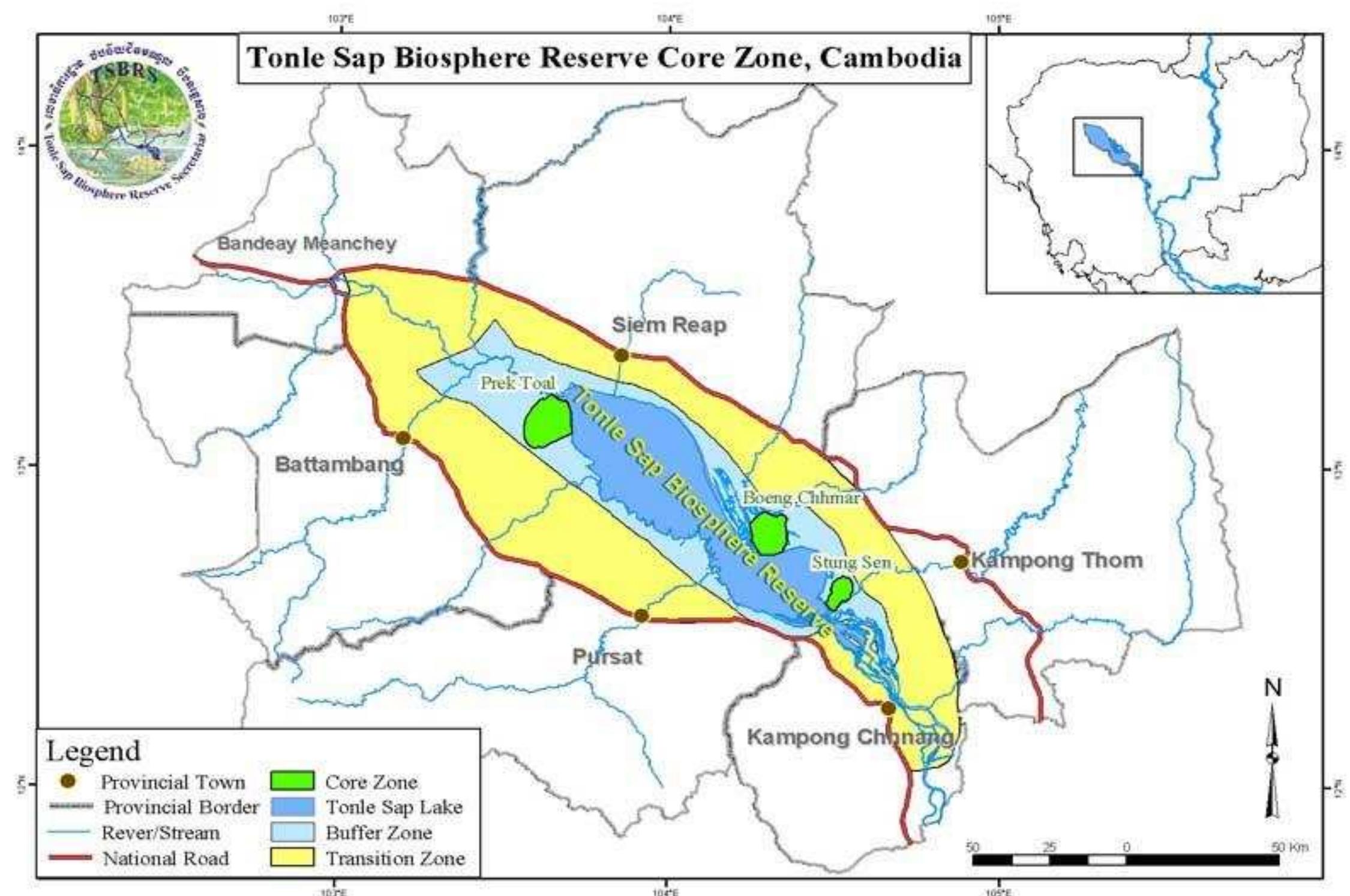 Map 4: map of the biosphere reserves areas in the tonle sap