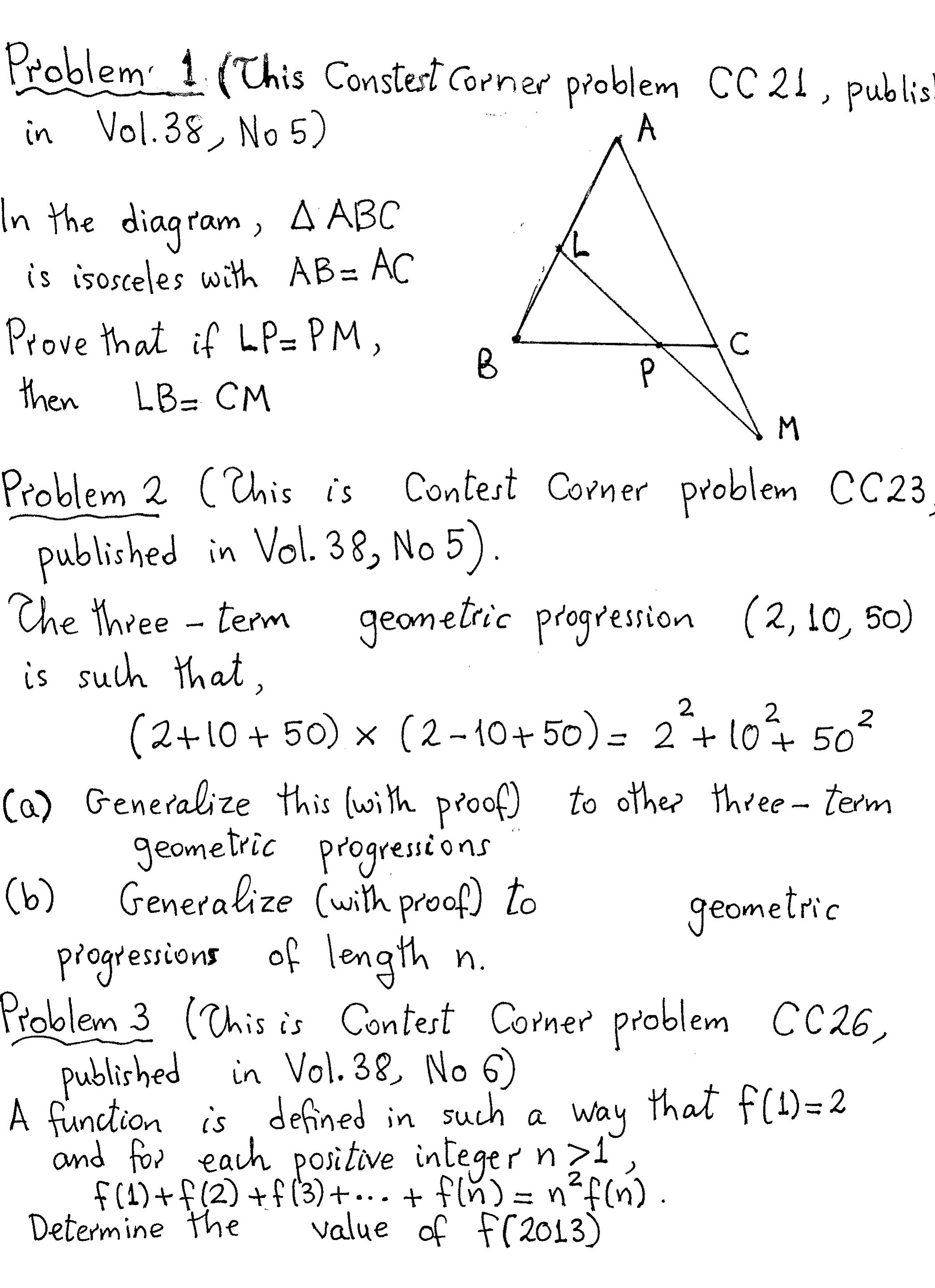 (PDF) Seven Crux Mathematicorum problems
