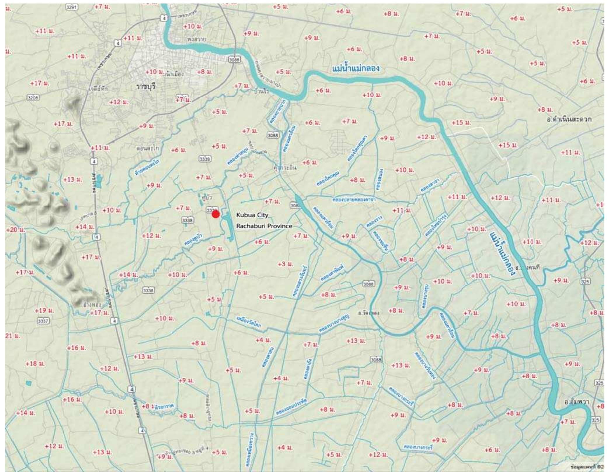 Watershed map of khu bua ancient city