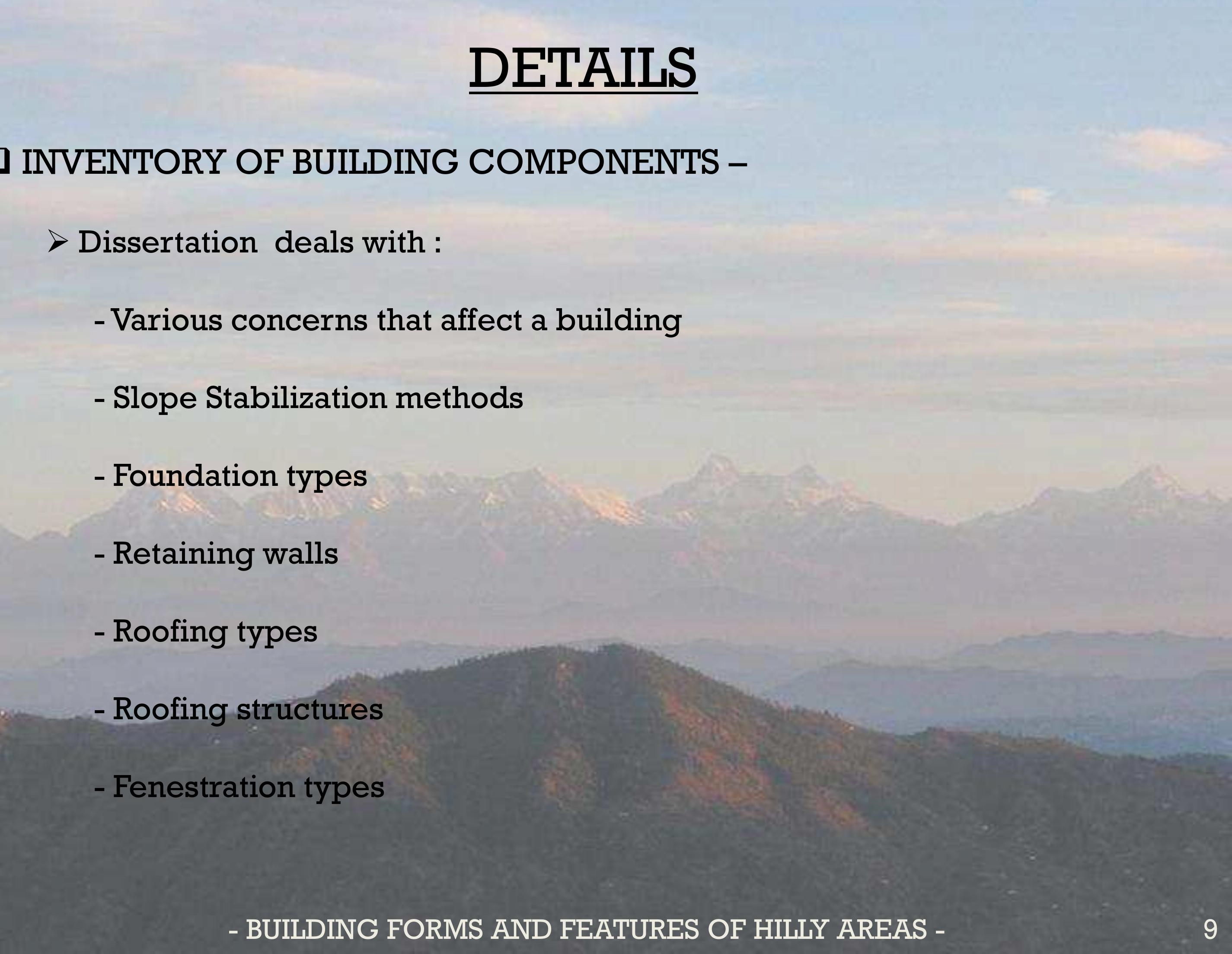 (PDF) BUILDING FORMS AND FEATURES ON HILLY AREAS