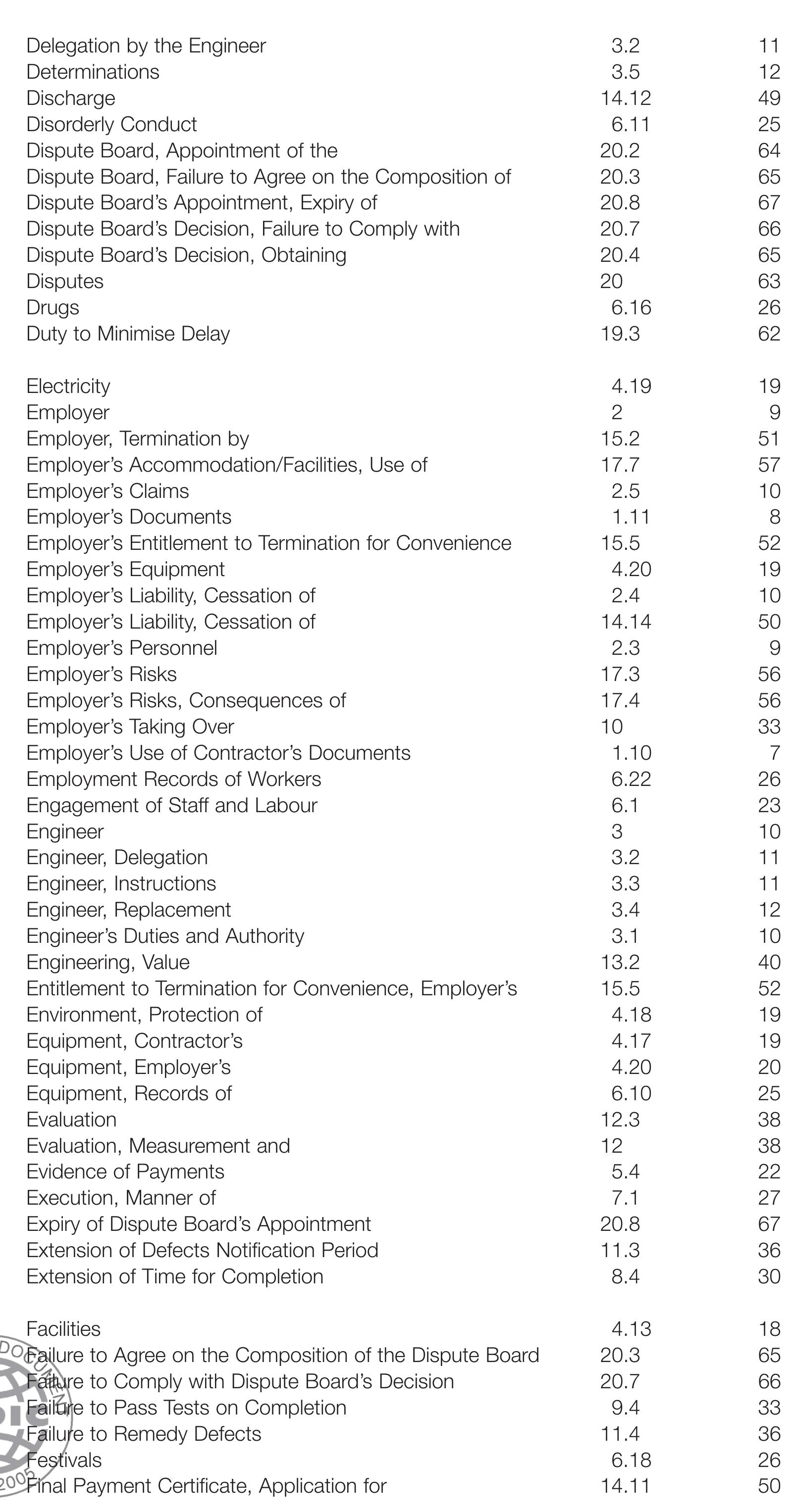 Table 4 - Fidic Conditions Of Contract For Construction for