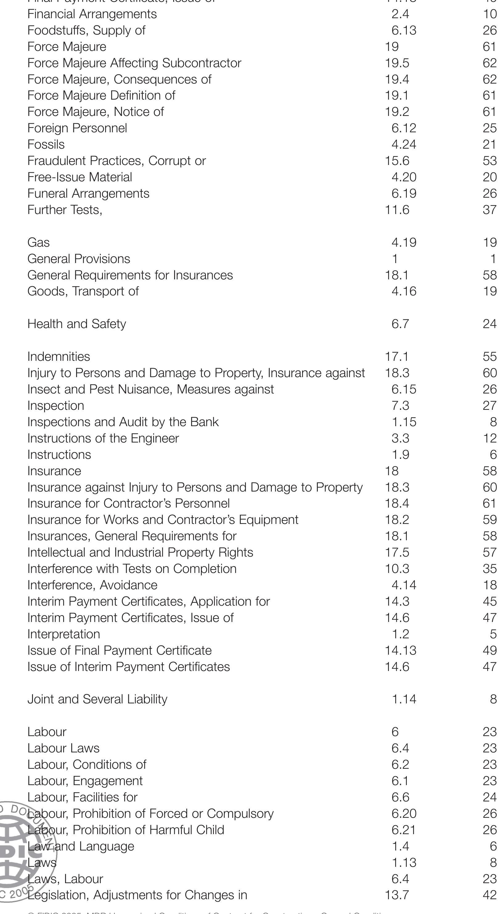 Table 5 - Fidic Conditions Of Contract For Construction for