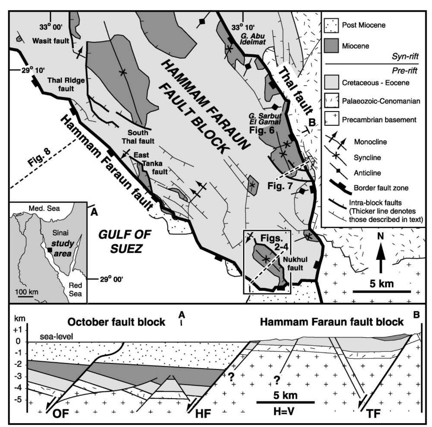 Simplified geological map and cross-section of the hammam