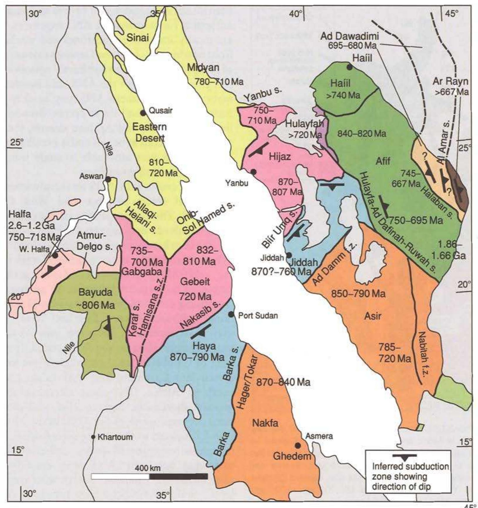 Terrane map of the arabian-nubian shield. (reproduced with