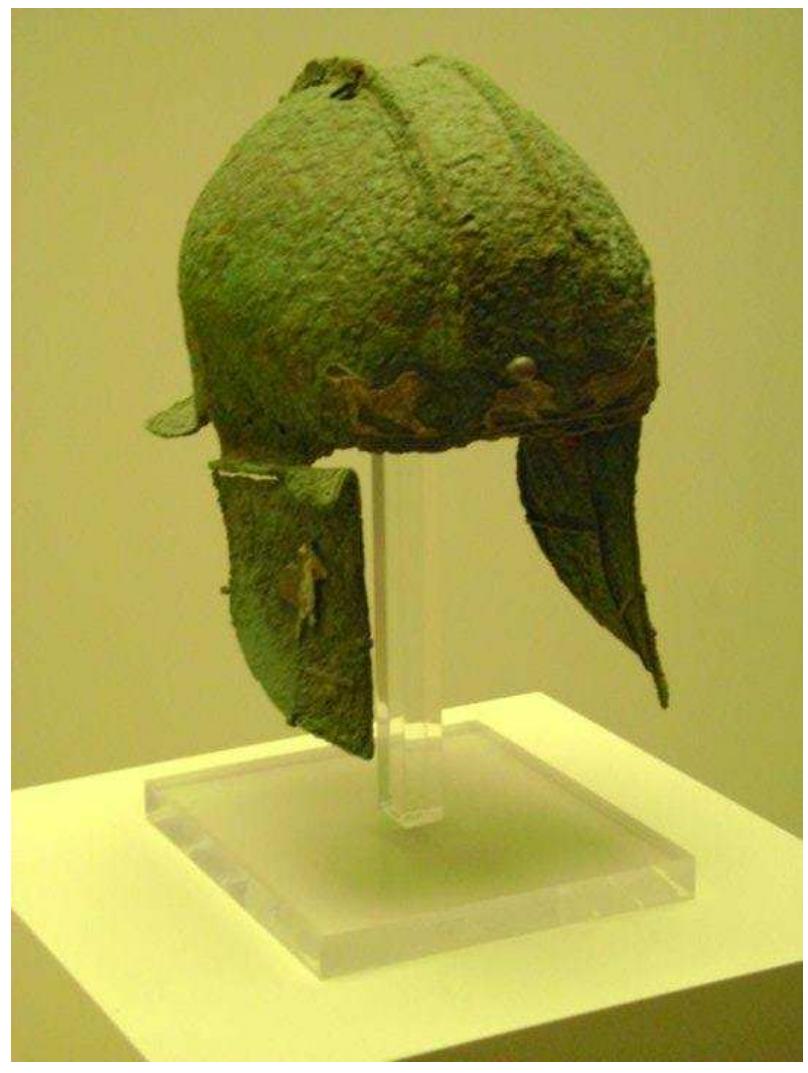 The corinthian helmet, which appeared around the same time