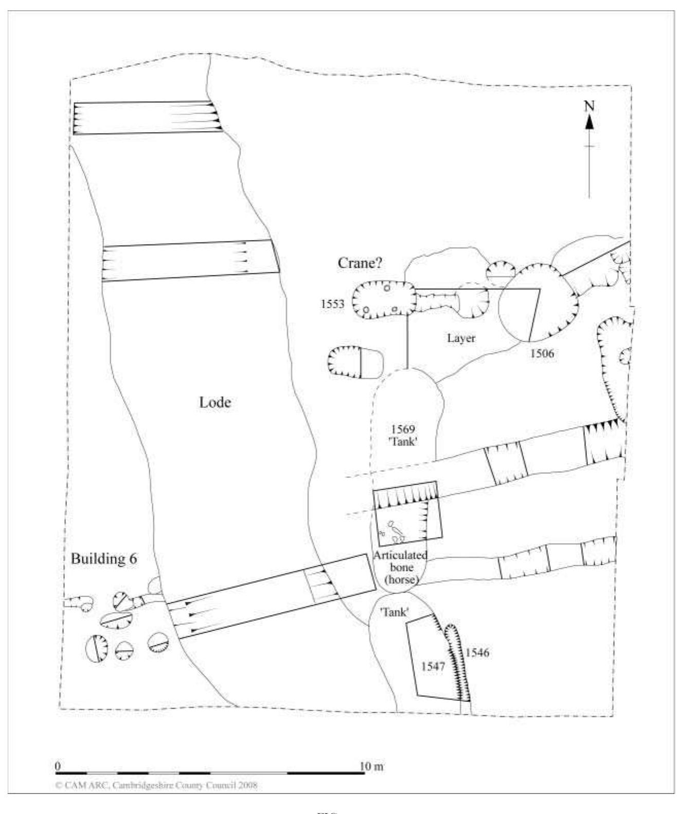 Detail of lode, ‘crane’ and associated features (phase 4).