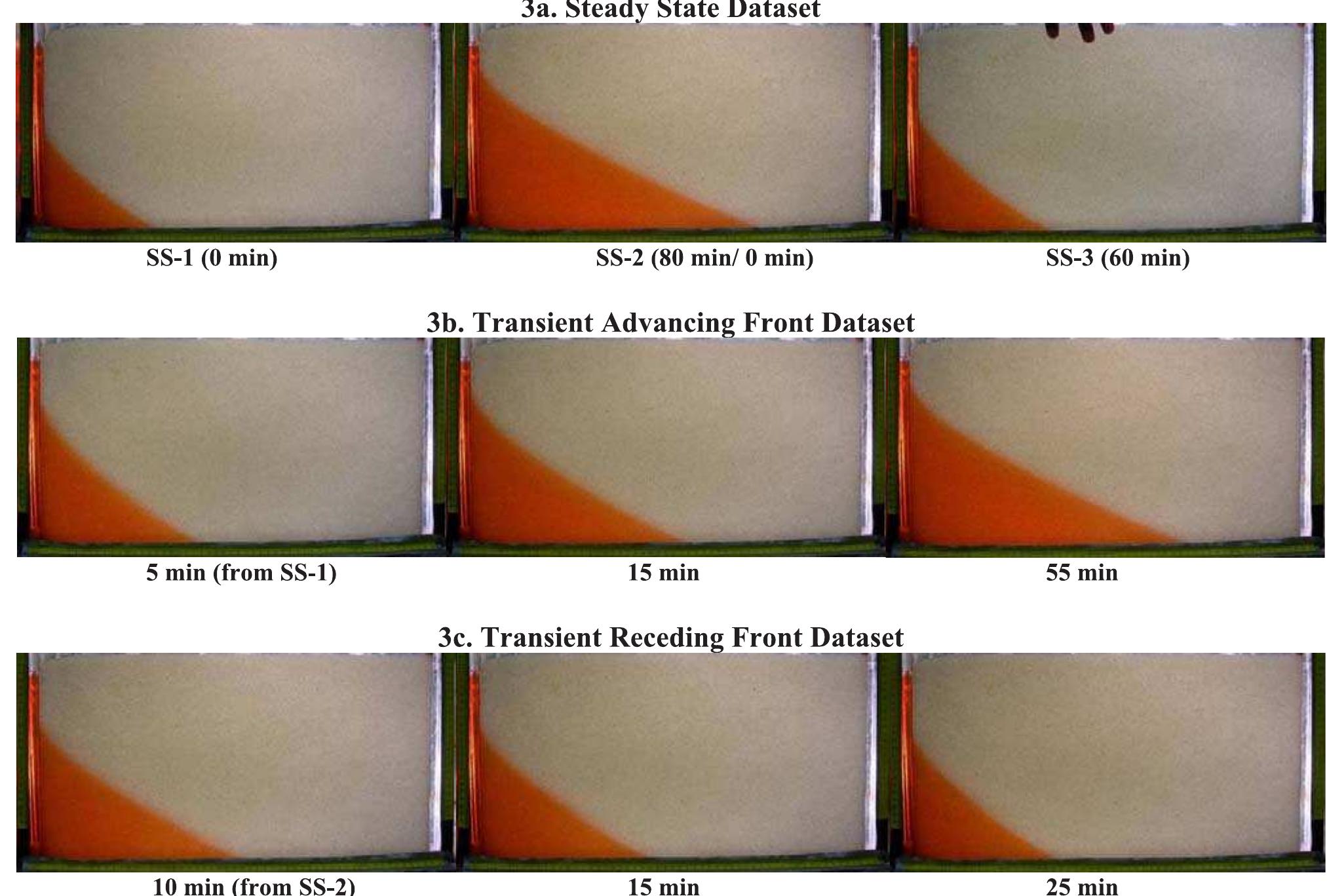 Observed salt-wedge profiles at various steady state and
