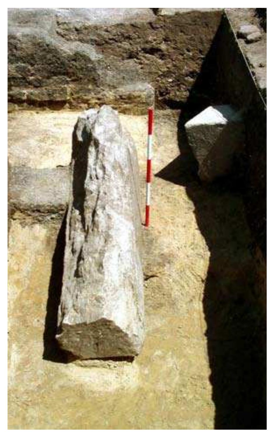 2-2 limestone slab and basalt block at the inner front