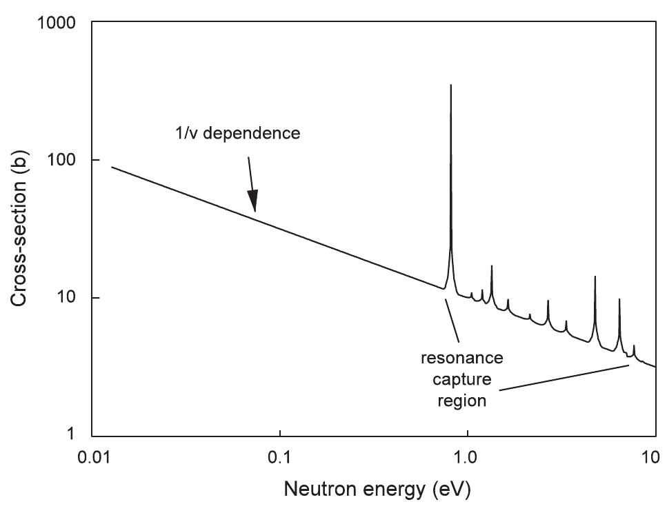 Cross-section versus energy for a common neutron capture (n,