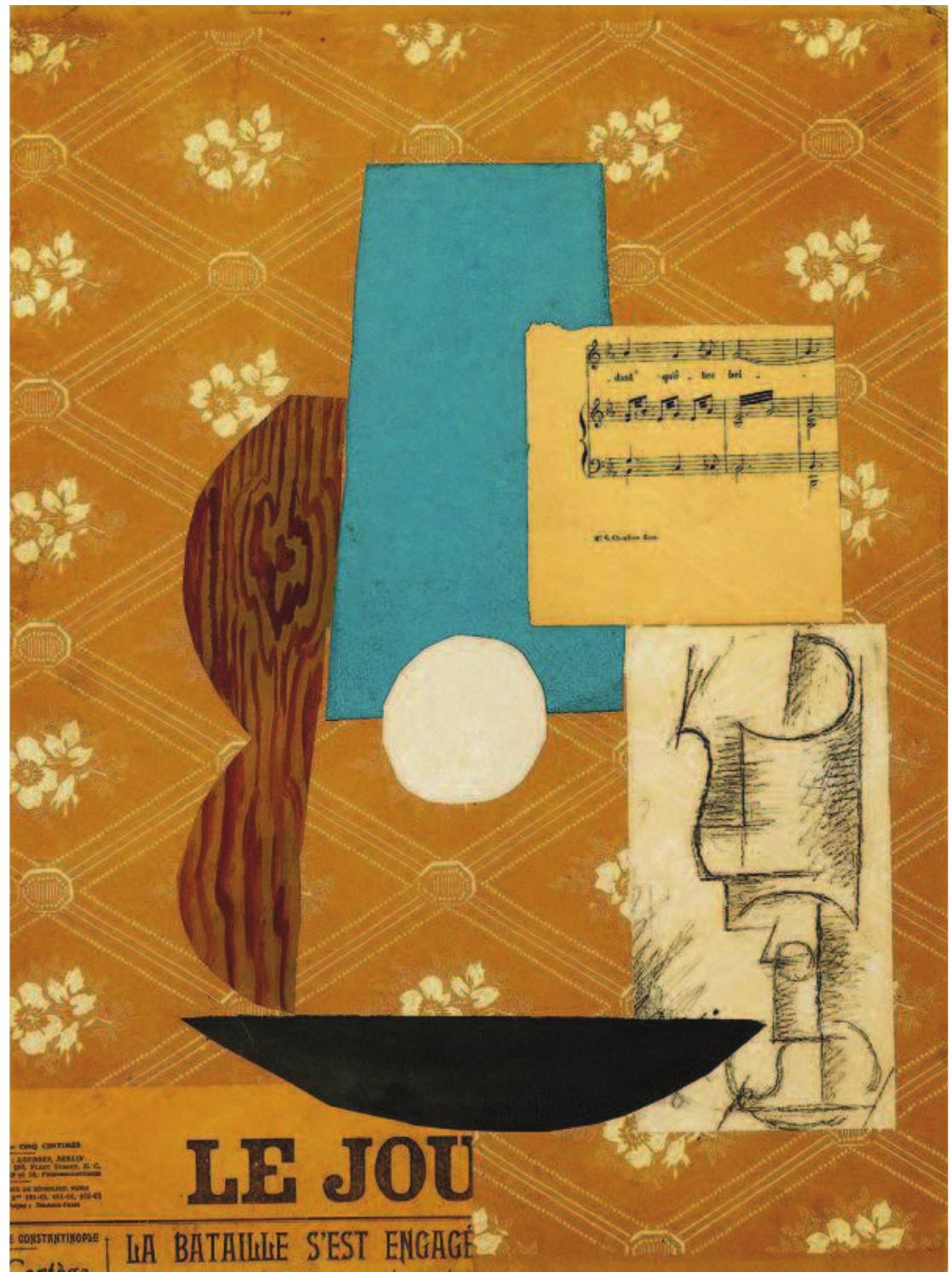 27.7 pablo picasso, guitar, sheet music, and wine glass.