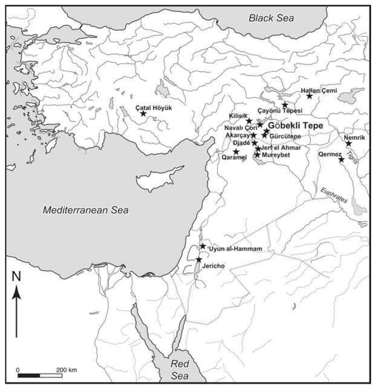 1 map of gobekli tepe with the location of other related and