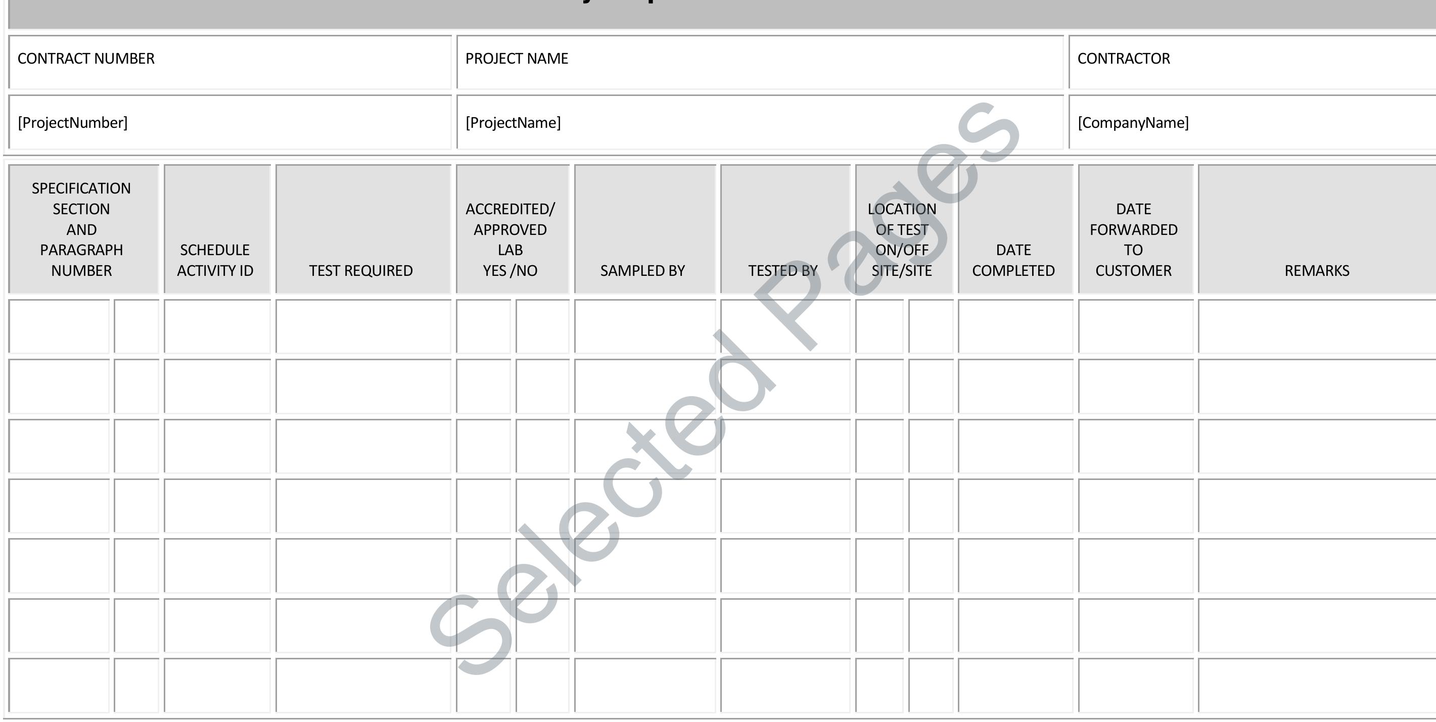 Table 2 - Painting quality control plan sample