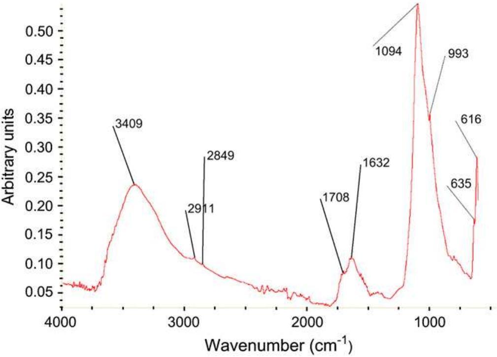 Ftir spectrum of the humic acids extracted from the level