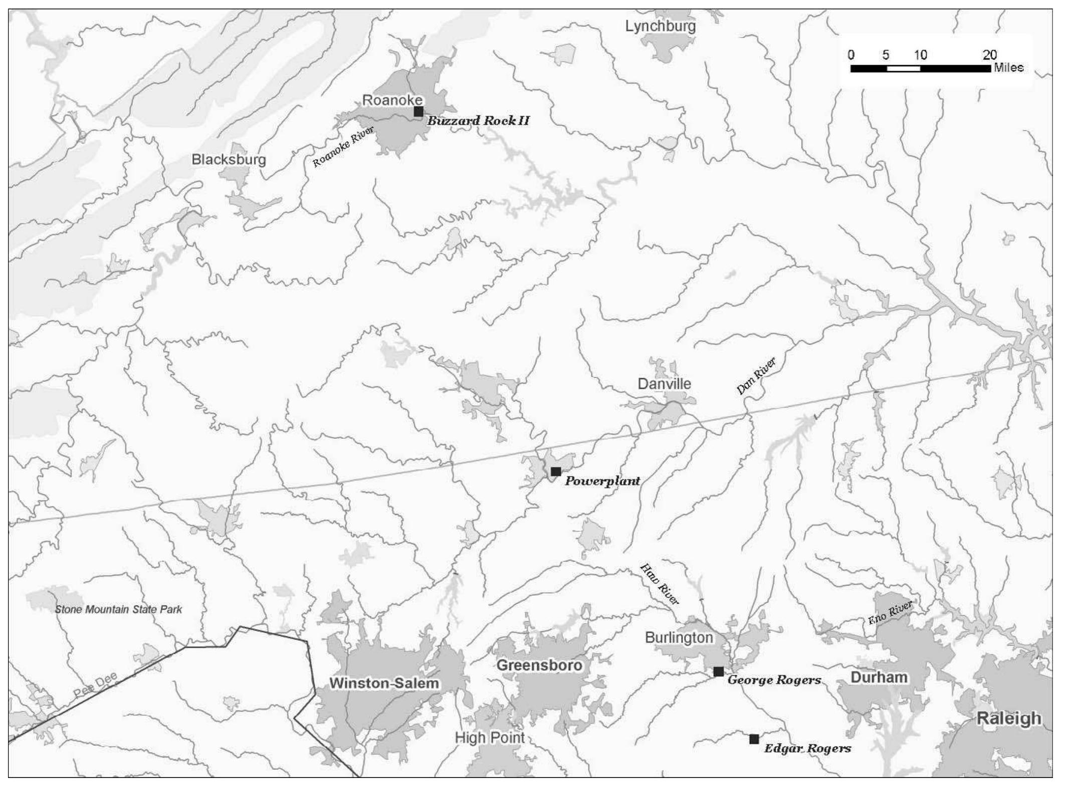 Map of the region with selected late woodland sites.