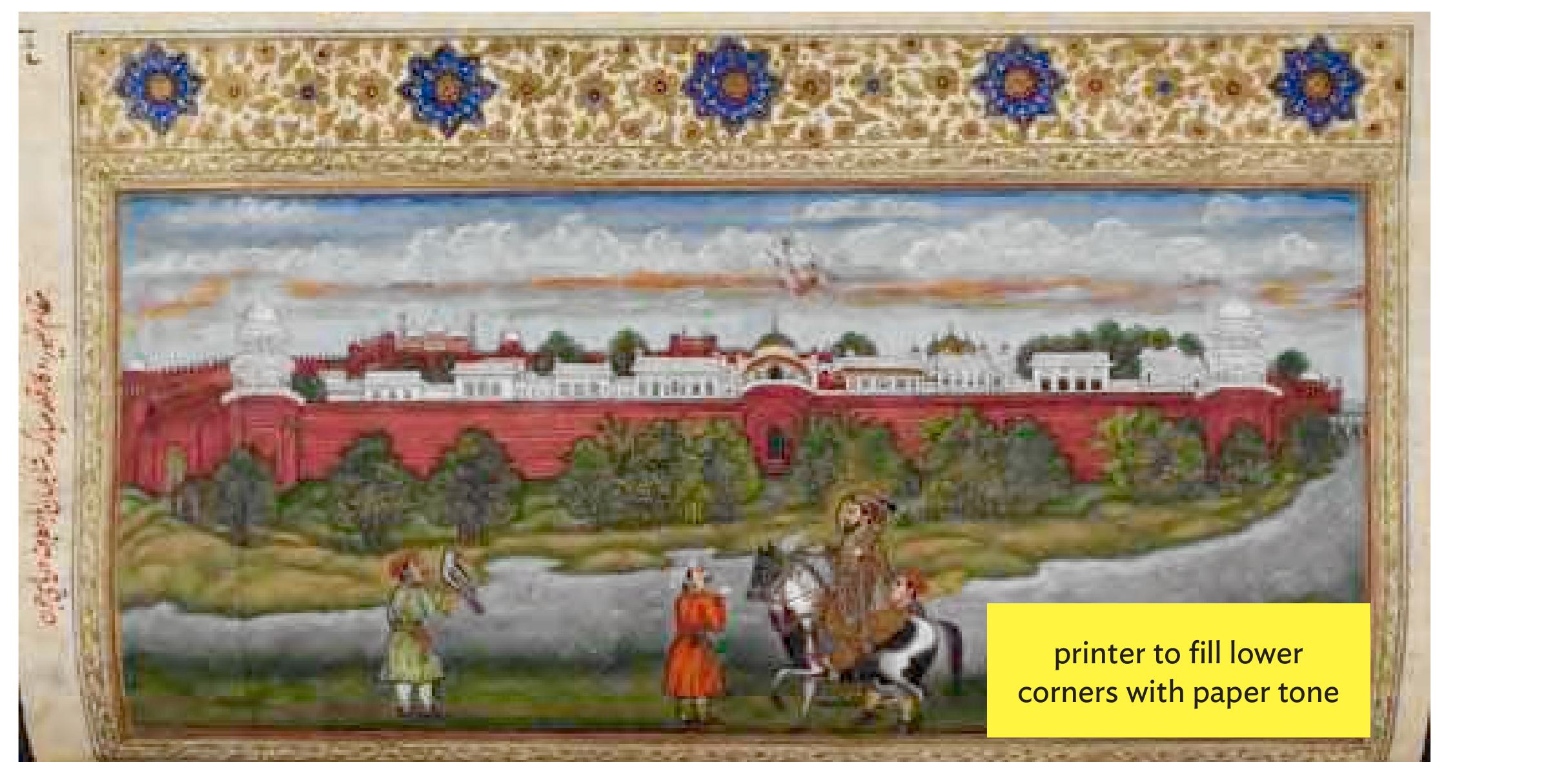 The palace buildings of the red fort with shahjahan riding