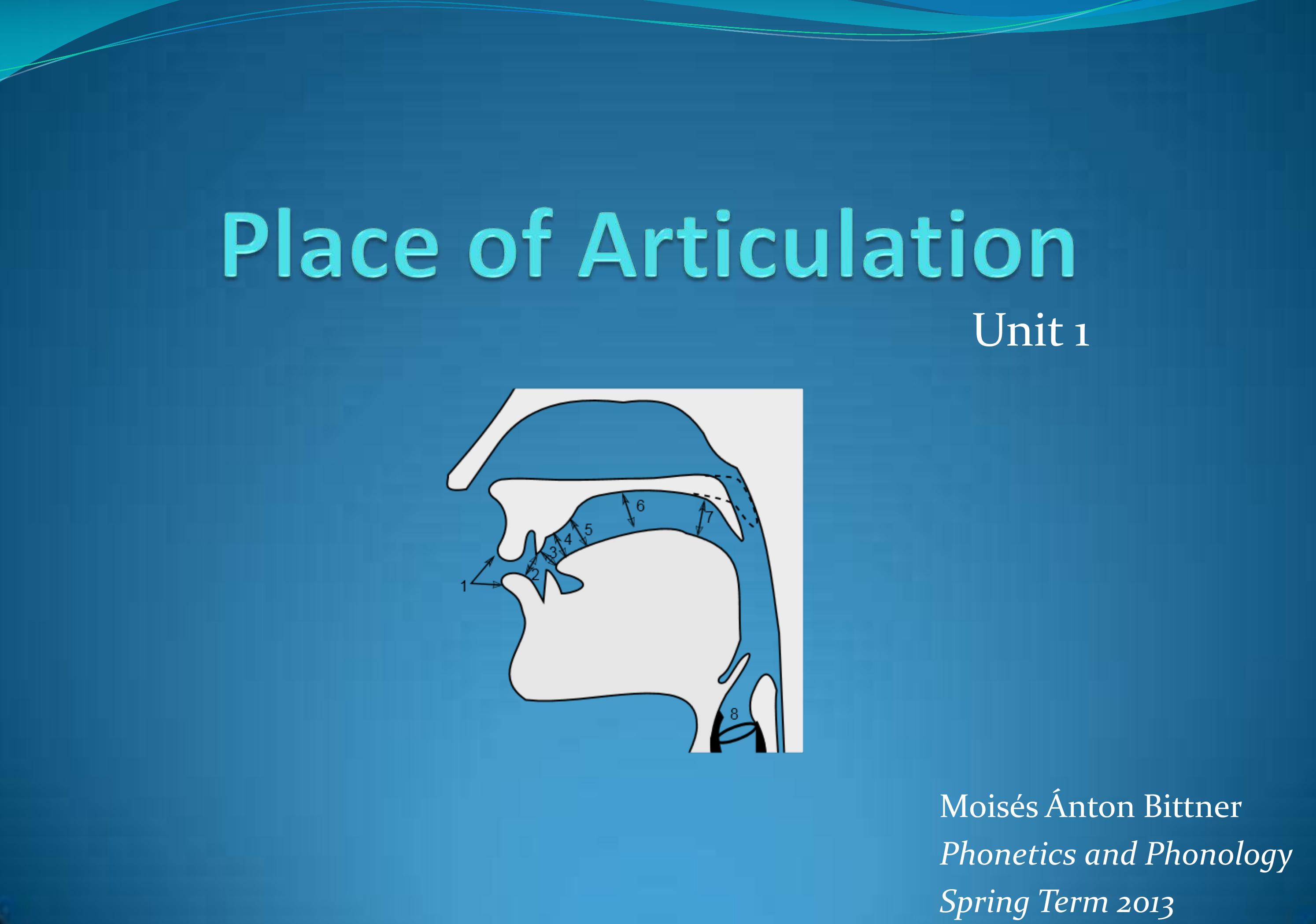 (PDF) Place of Articulation