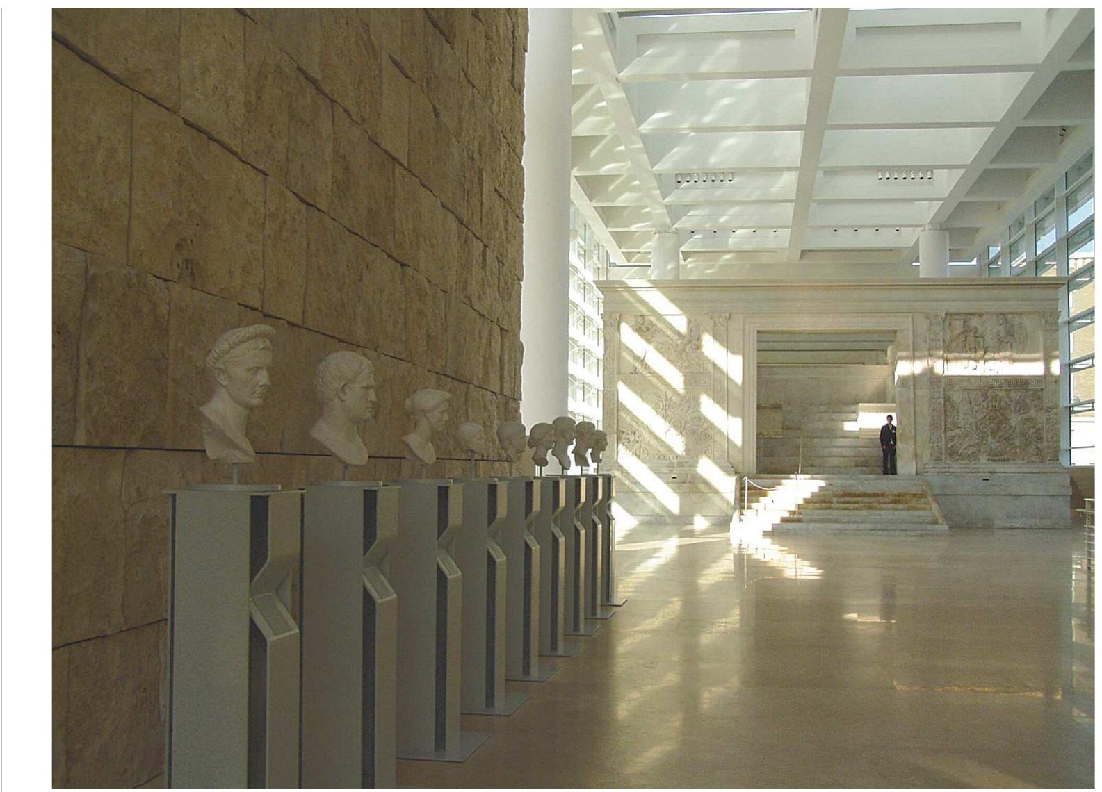 Installation view of main floor:foreground, modern plaster