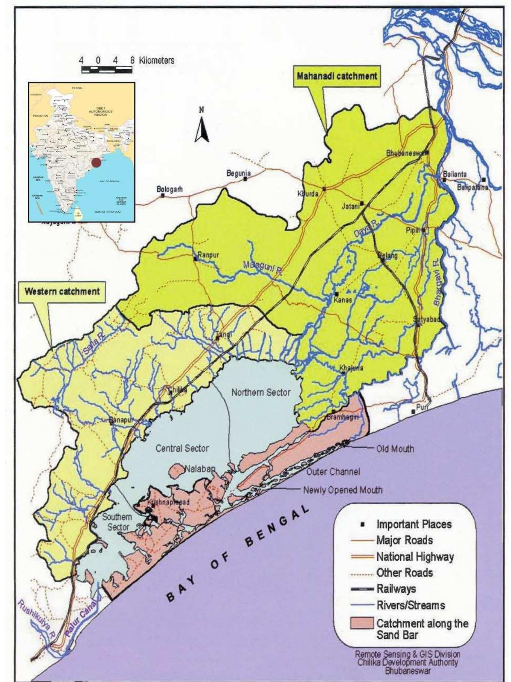 A map of chilika lake prepared by remote sensing & gis