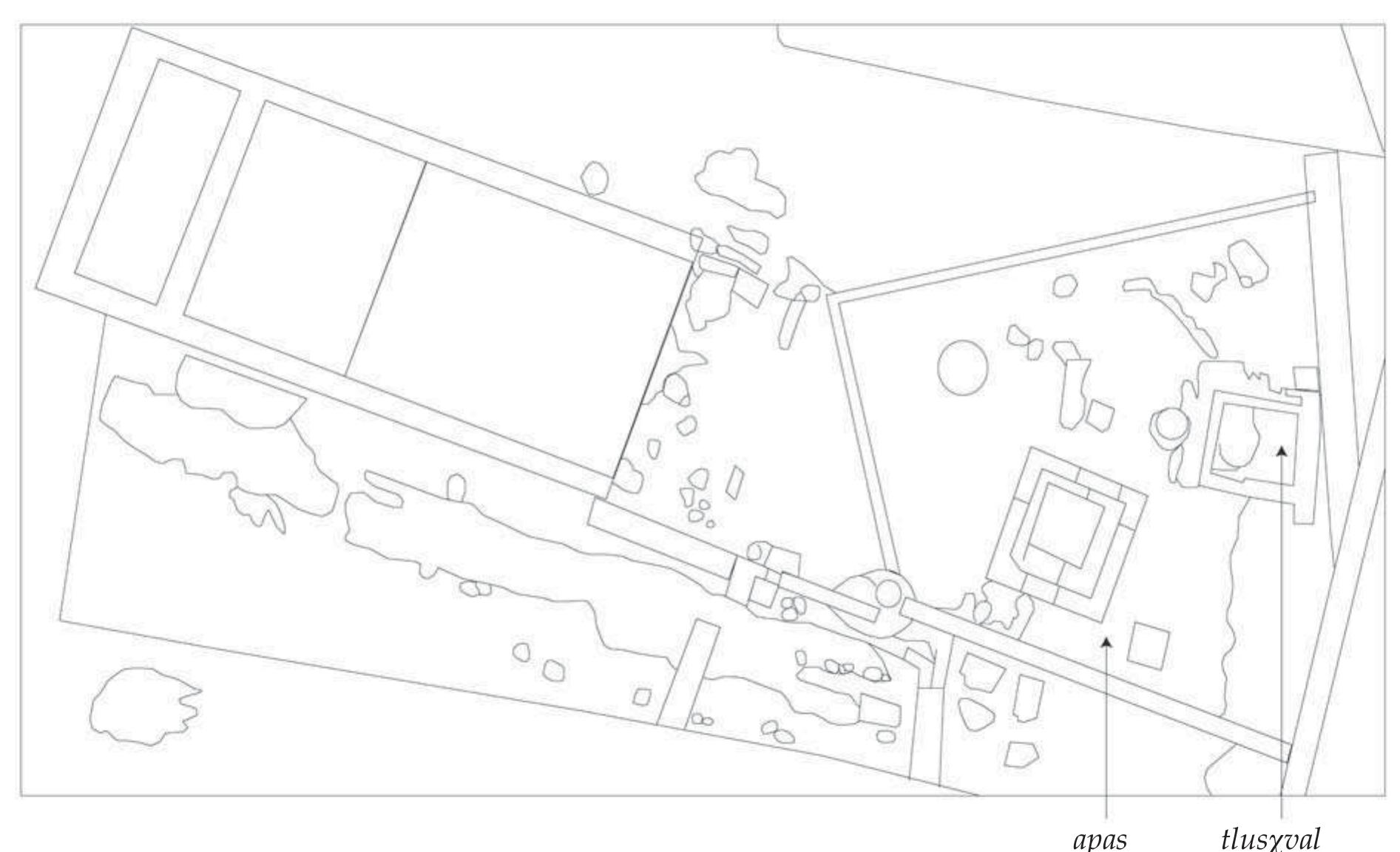 Map of the sacred enclosure in campo della fiera, orvieto