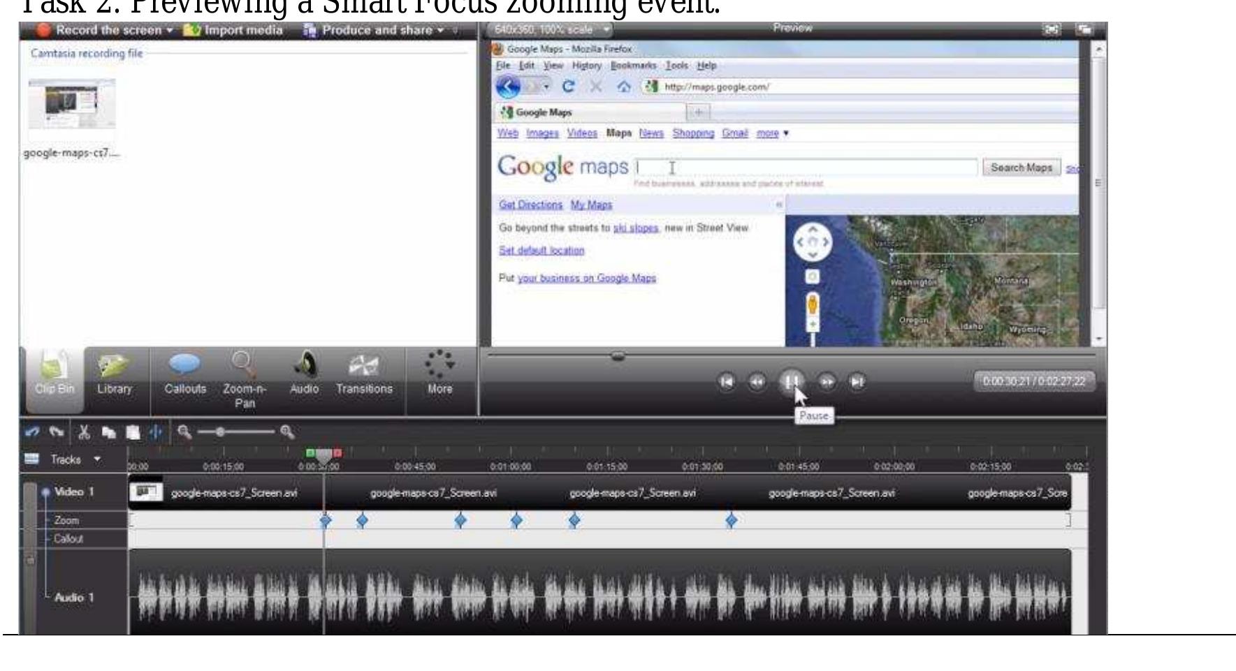 Task 3. moving a zoom keyframe in the zoom layer of the
